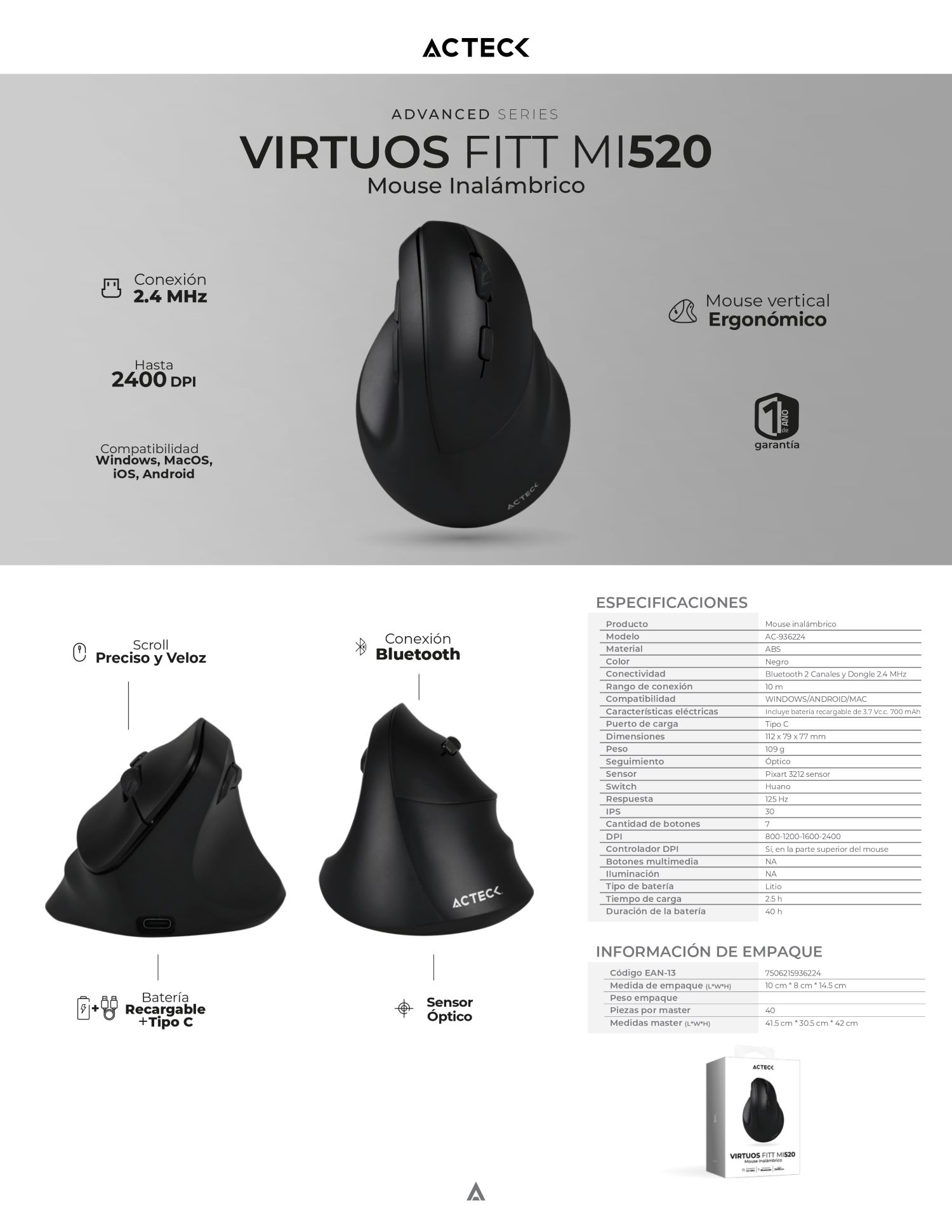 Mouse ACTECK MI520 - CompuPuebla